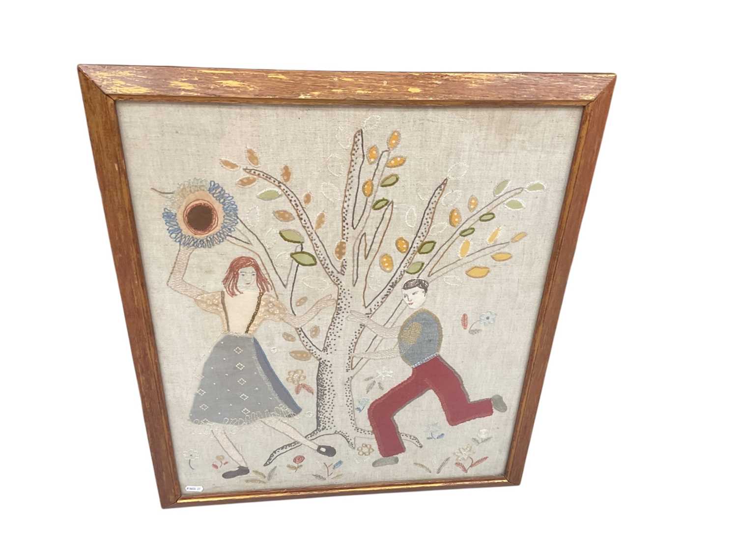 Lot 425 - 20th century English naïve embroidery of