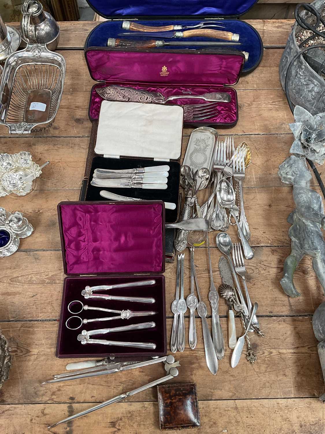 Lot 44 - Group of silver plated flatware, including a