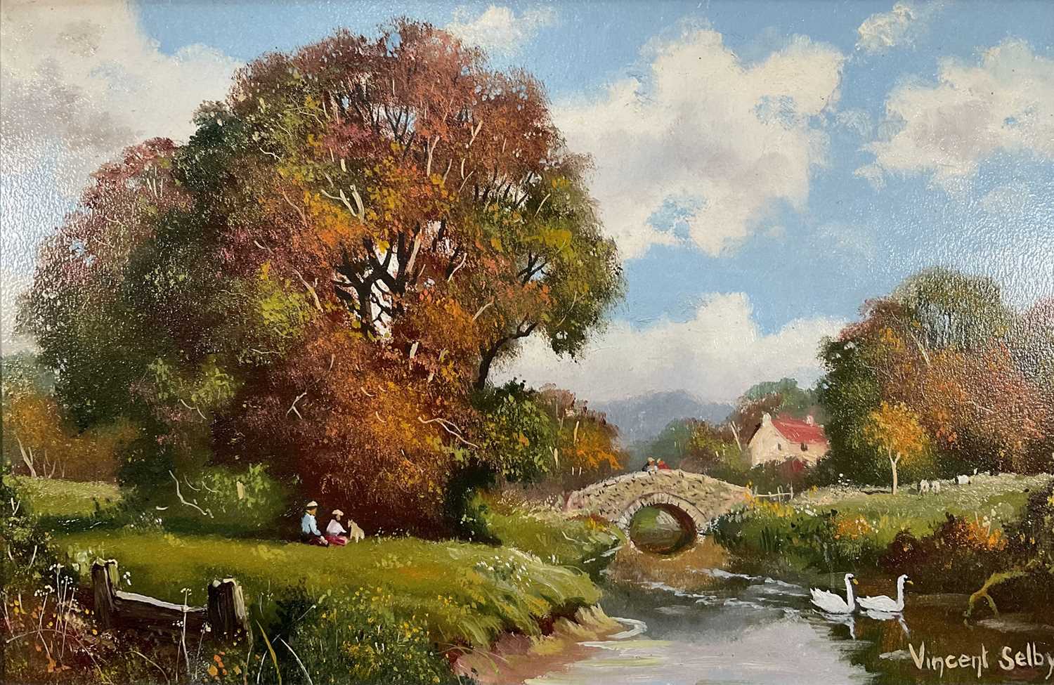 Lot 283 - Vincent Selby, oil on board, sunny scene