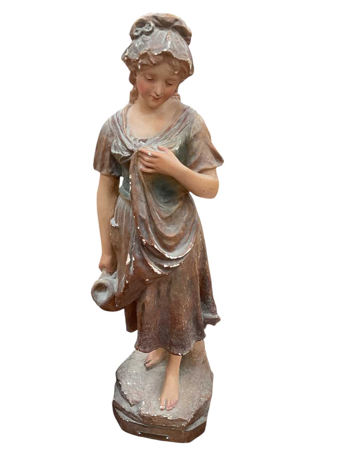 Lot 567 - Painted plaster figure of a female water