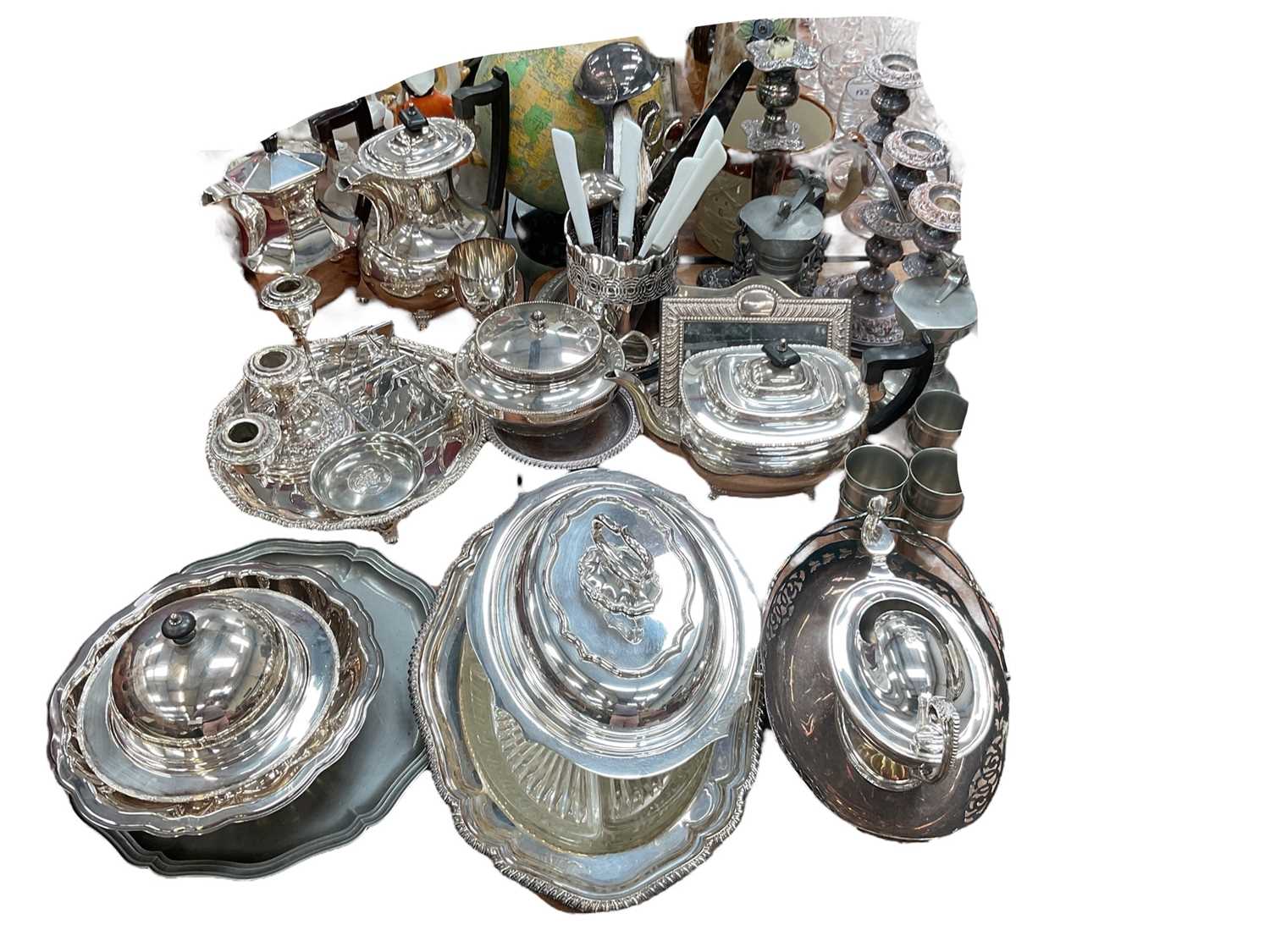 Lot 592 - Large collection of silver plated wares