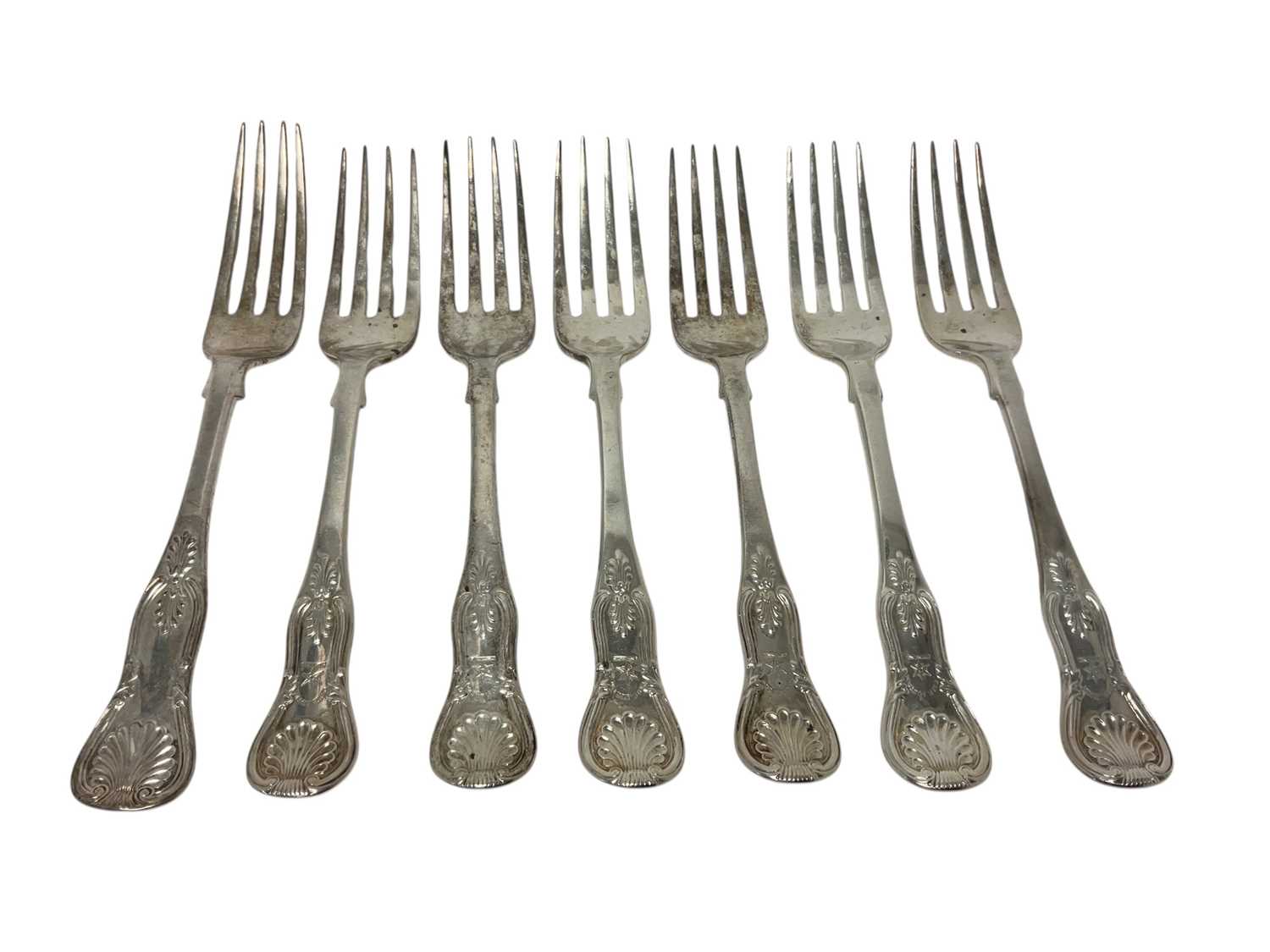 Lot 516 - Set of six Victorian silver Queens pattern
