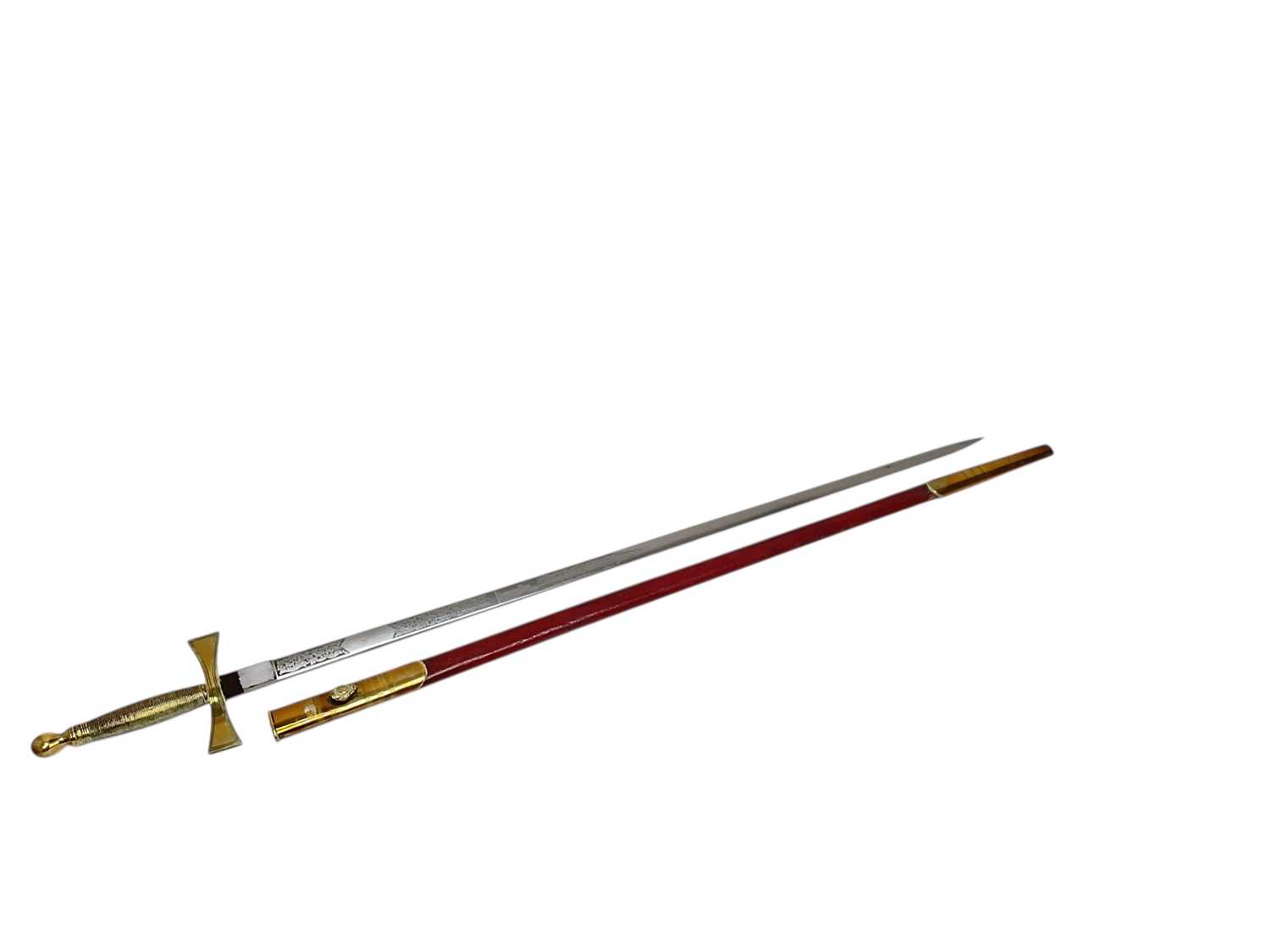 Lot 688 - Masonic sword with brass hilt and ribbed