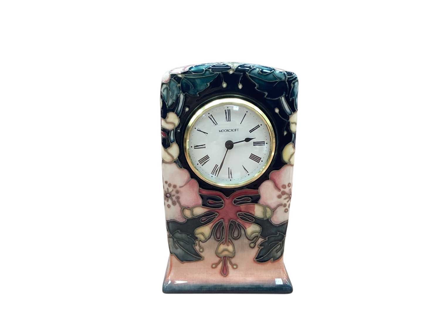 Lot 1012 - Moorcroft pottery mantle clock decorated in