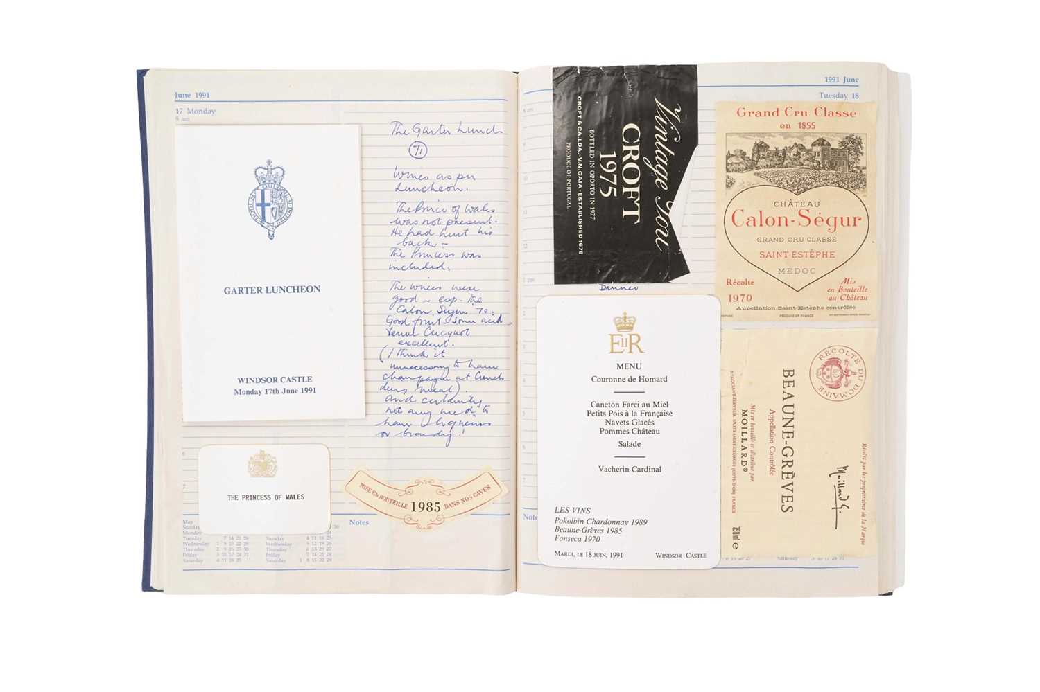 Lot 64 - A fascinating archive of Royal menus, wine