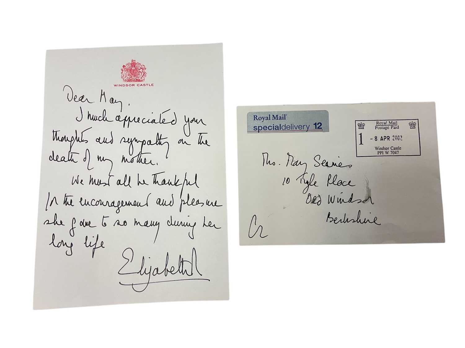 Lot 155 - H.M. Queen Elizabeth II, handwritten and