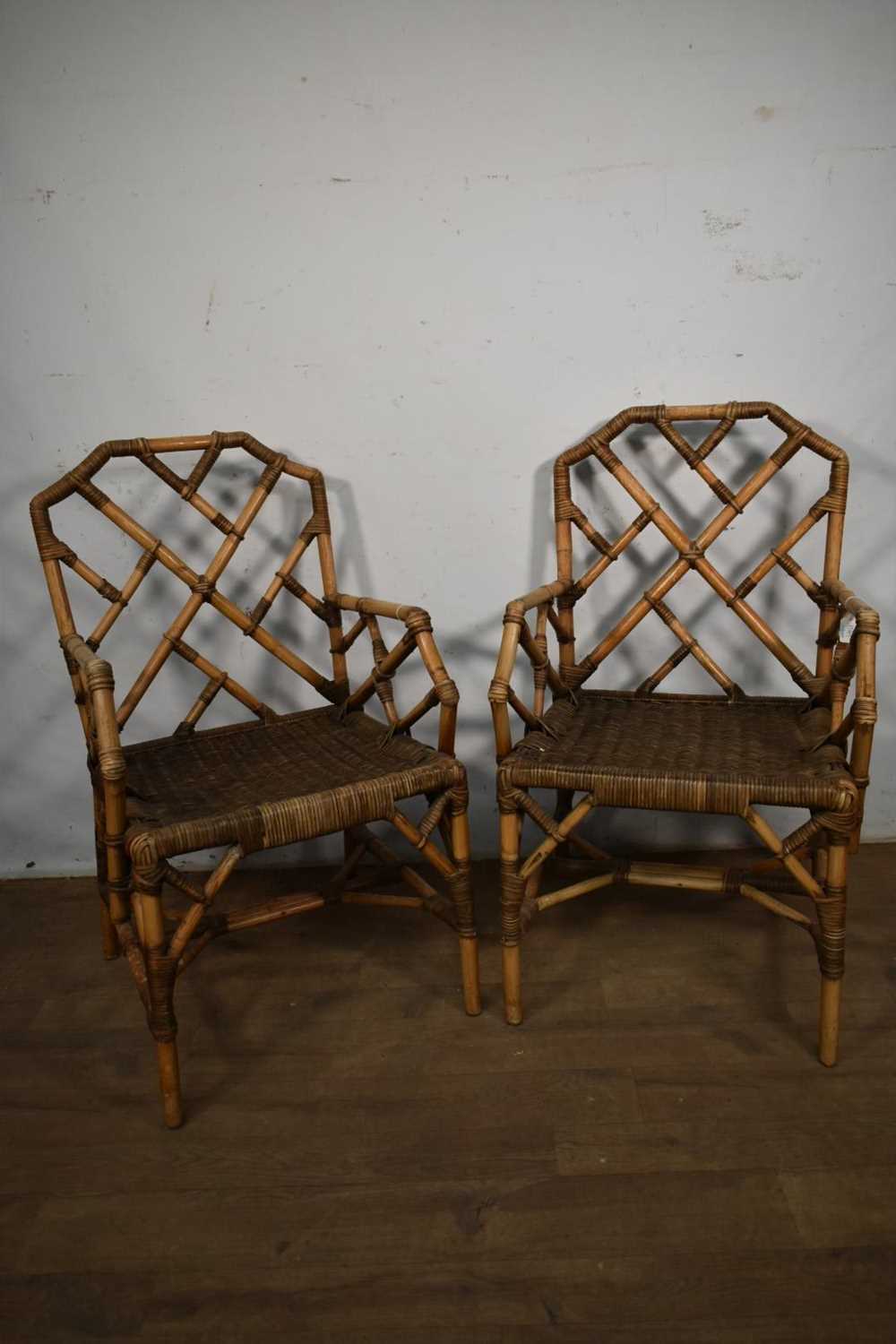 Lot 1569 - Pair of Chinoiserie style bamboo armchairs