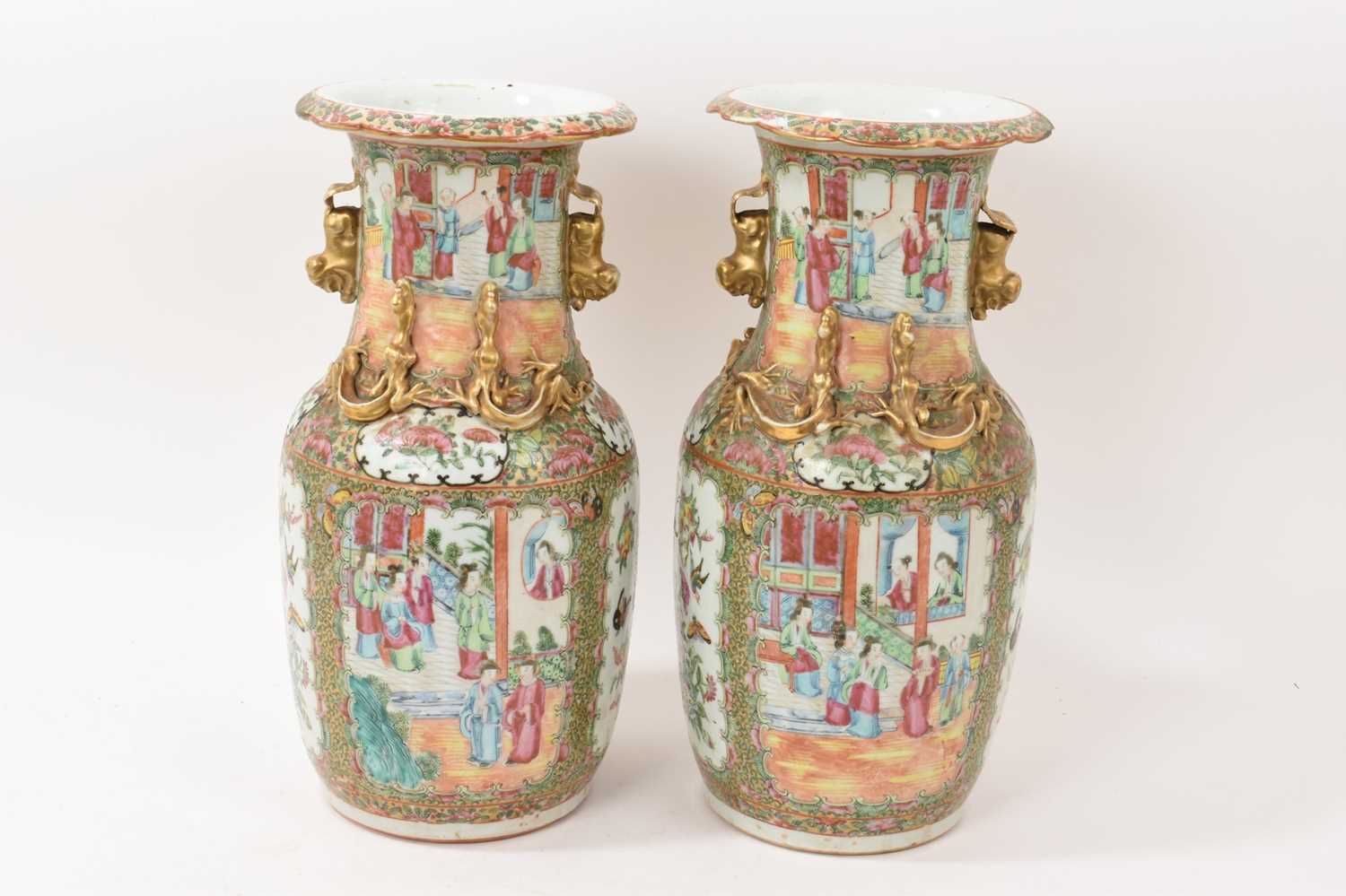 Lot 58 - Pair of Chinese Canton vases