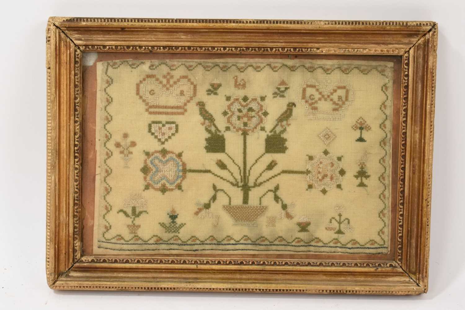 Lot 678 - 18th century needlework sampler, probably