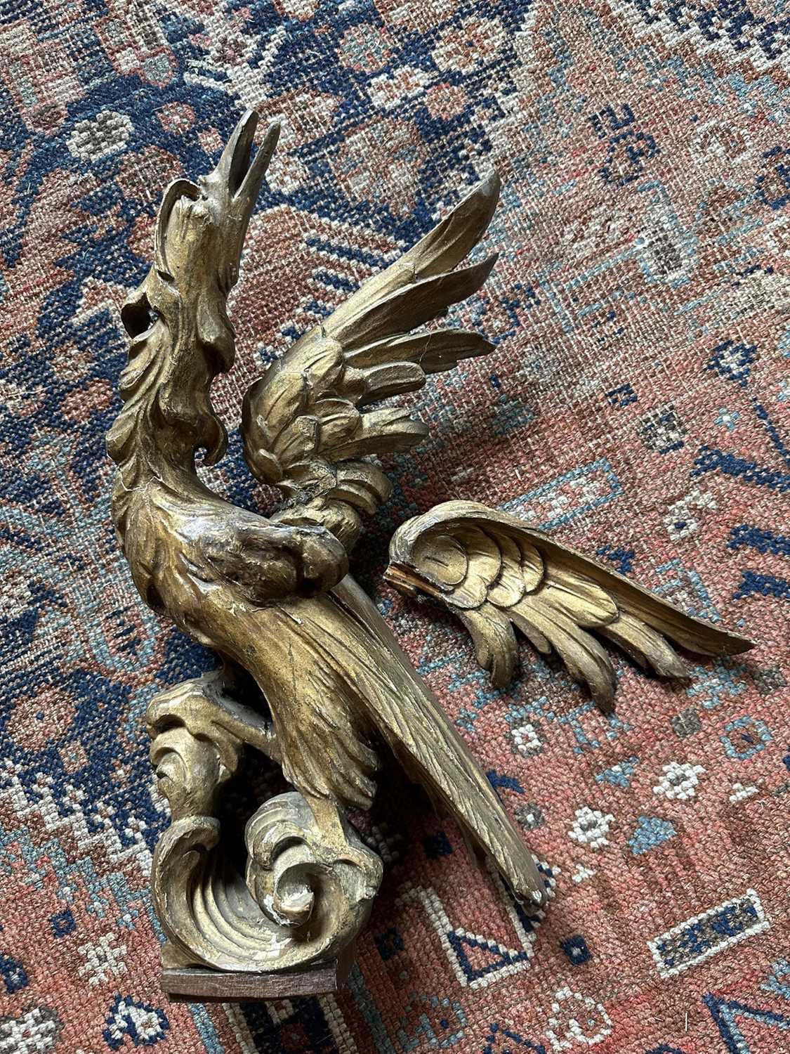 Lot 1553 - Mid 18th century carved giltwood ho ho bird,