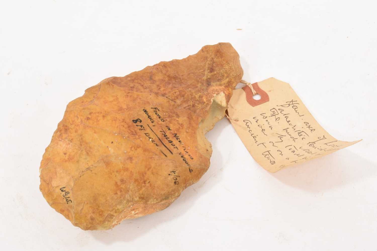 Lot 870 - Lower Palaeolithic hand axe, with pen