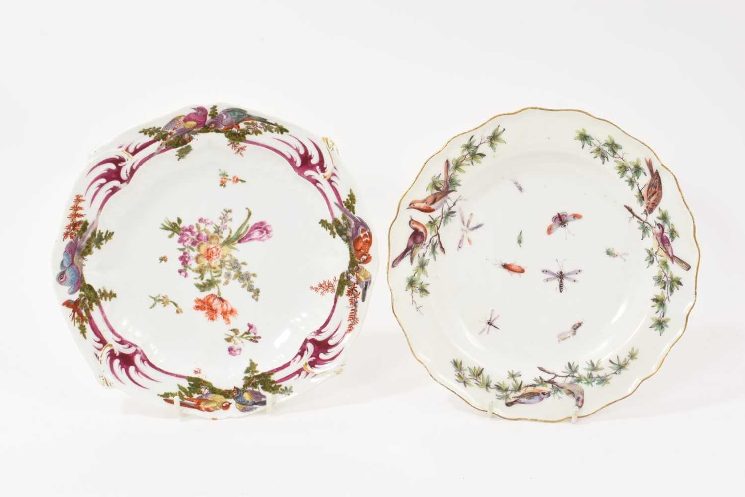 Lot 253 - Two Chelsea plates, painted with birds,