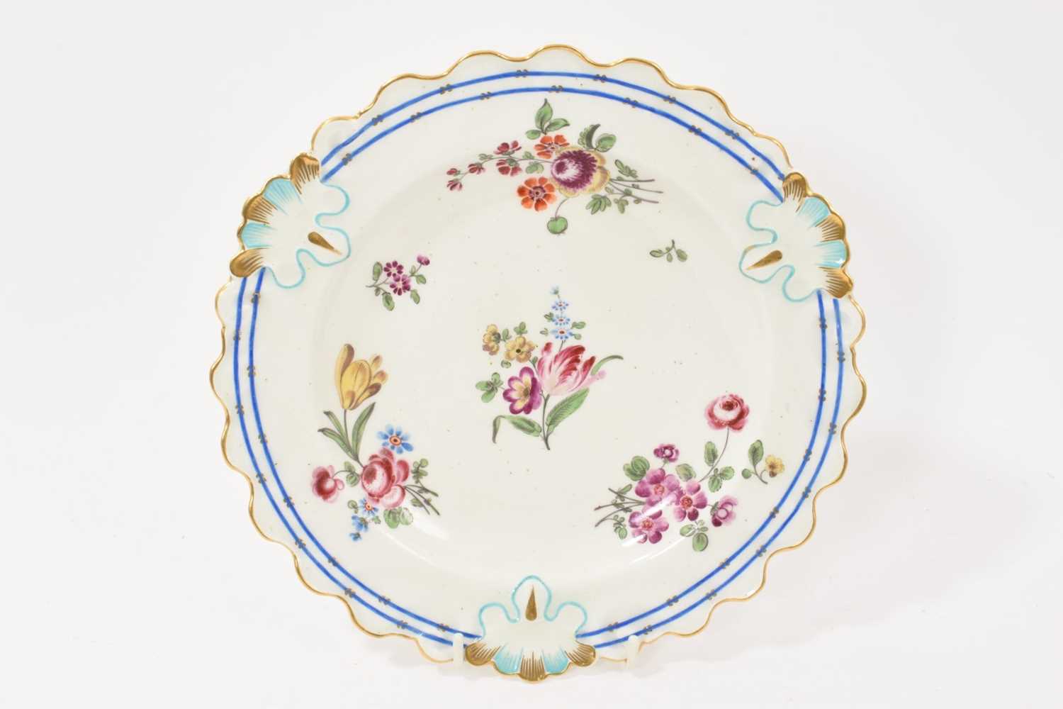 Lot 228 - Chelsea plate, painted with flowers,