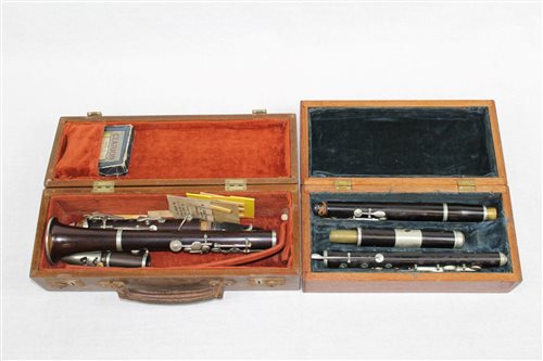 Lot 3652 - Three cased vintage clarinets with German
