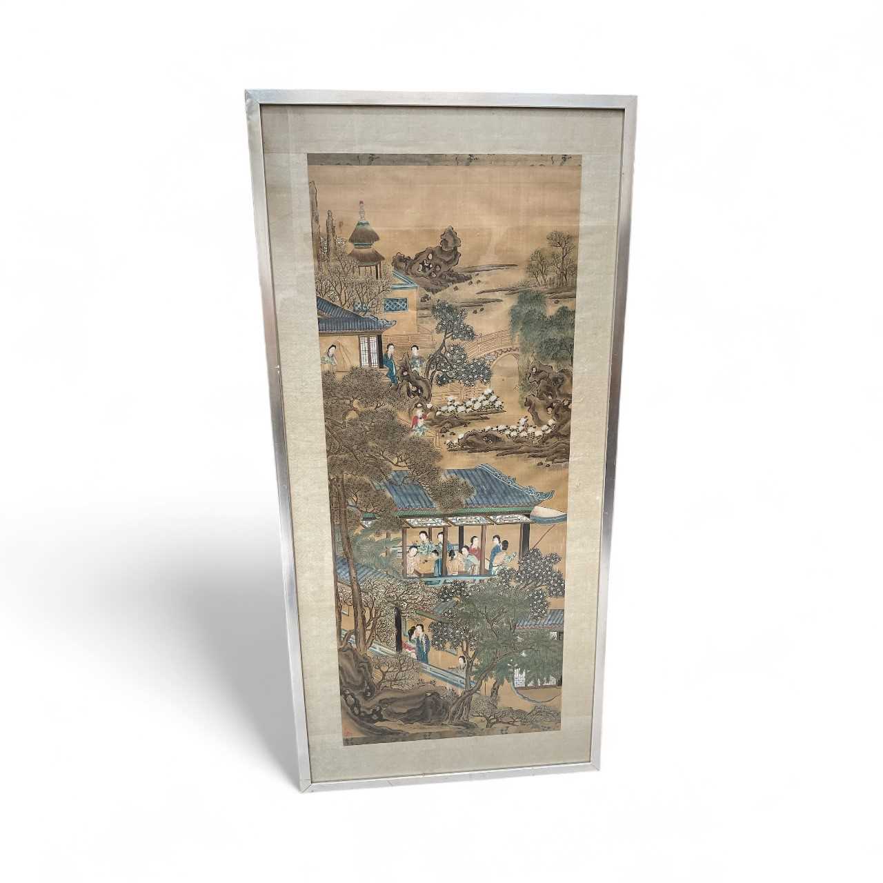 Lot 5170 - Chinese painting of figures in a garden,