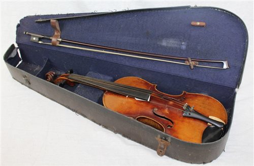 Lot 3736 - Late 19th century violin - label for