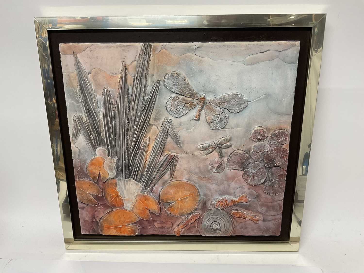 Lot 172 - Bernard Rooke ceramic picture - pond scene