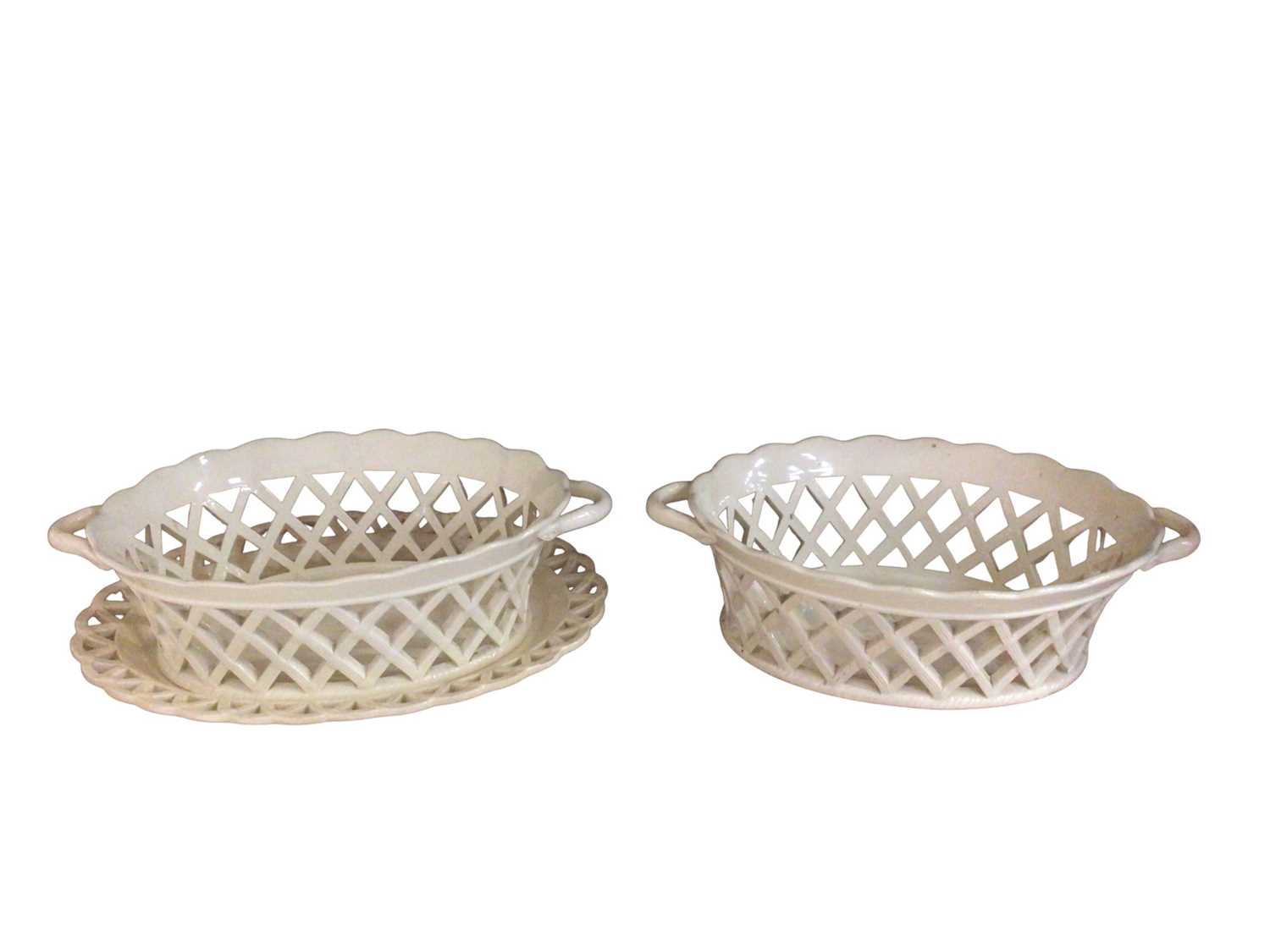 Lot 706 - Pair of 18th century creamware baskets and