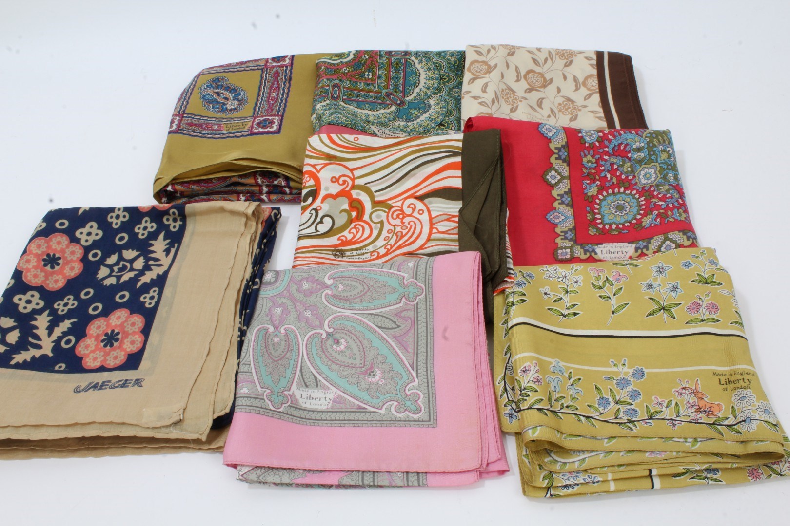 Lot 3137 - Seven vintage Liberty silk scarves