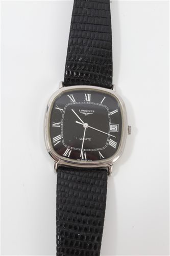 Lot 3231 - Longines wristwatch with squared black face,