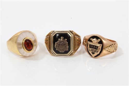 Lot 3681 - Two gentlemen's gold American College rings