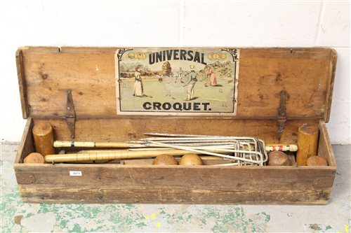 Lot 3611 - Universal croquet set with mallets, hoops