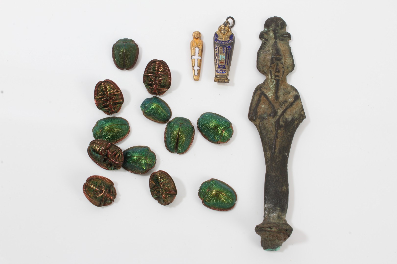 Lot 862 - Ancient Egyptian metal Pharaoh statuette,