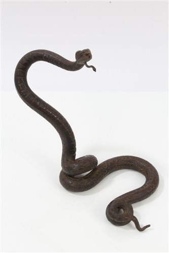 Lot 866 - 19th century metal snake-form pocket watch