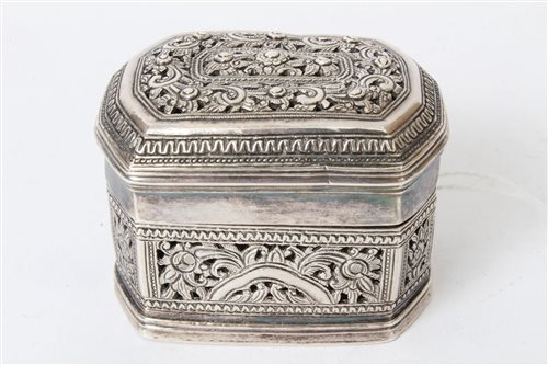 Lot 252 - Eastern white metal box of octagonal form,
