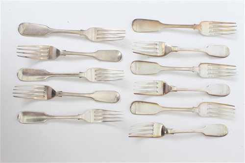Lot 265 - Six early Victorian silver fiddle pattern