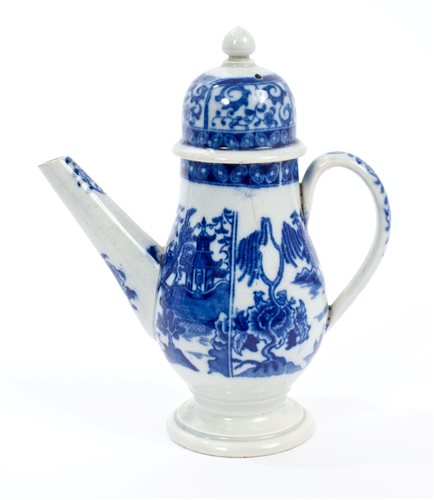 Lot 133 - 18th century Lowestoft blue and white coffee