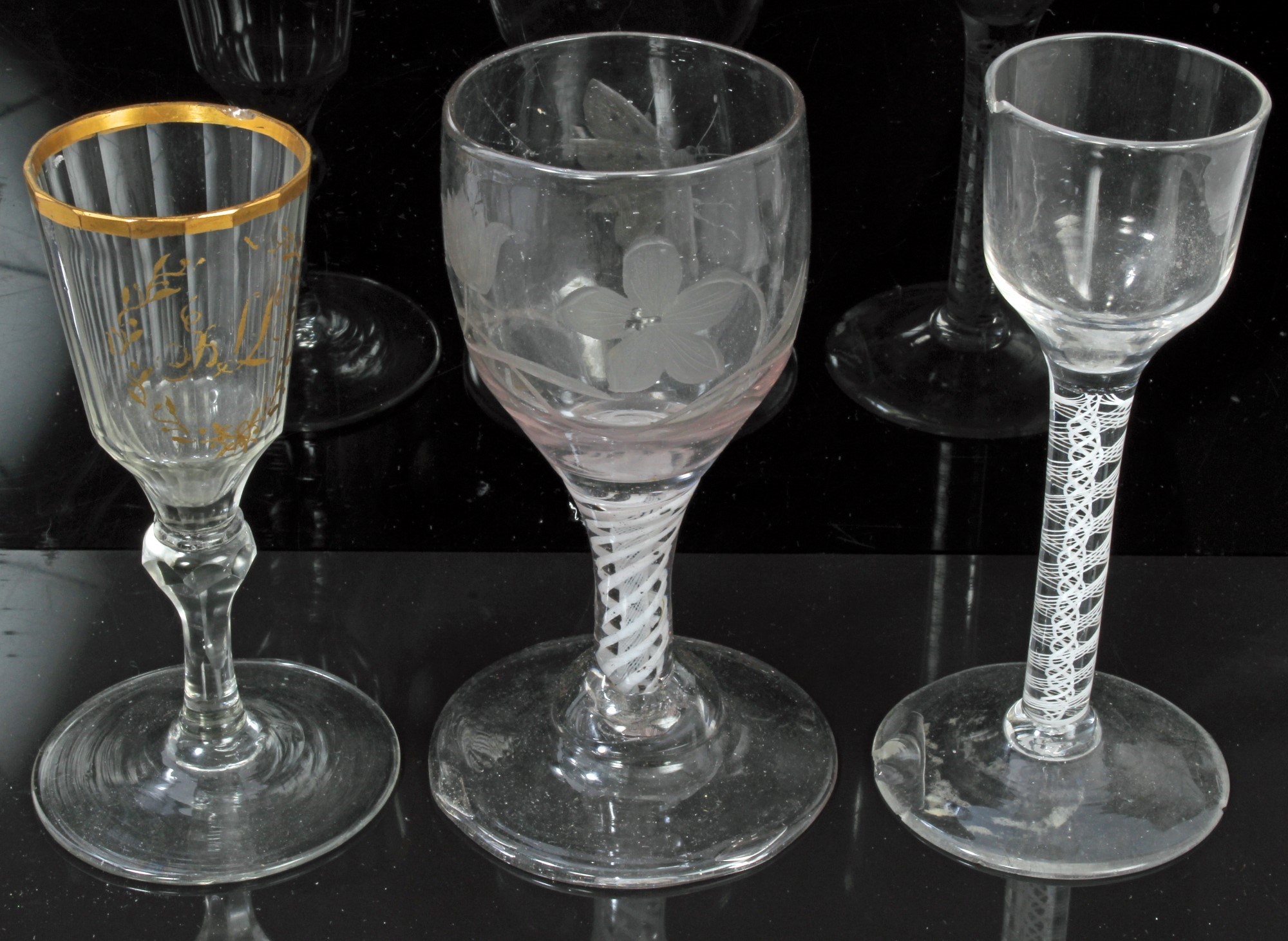 Lot 35 - 18th century wine glass with Jacobite-style