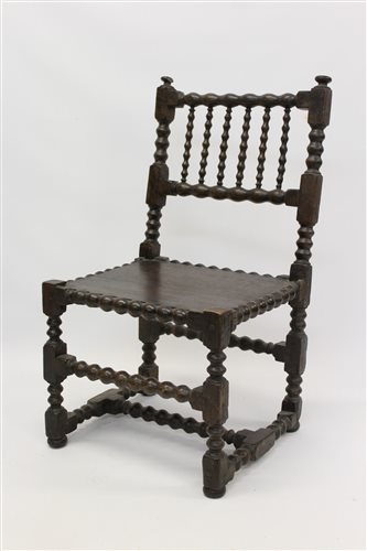 Lot 1326 - Unusual oak bobbin-turned chair with