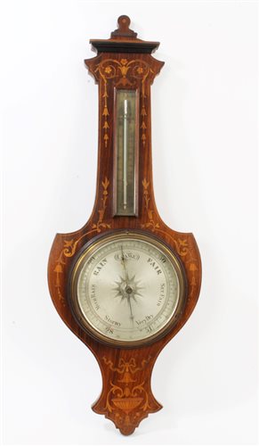 Lot 1282 - Late Victorian barometer thermometer with