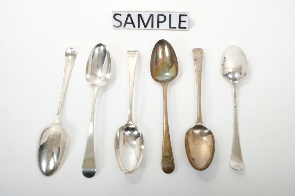 Lot 210 - Six Georgian and later Old English pattern...