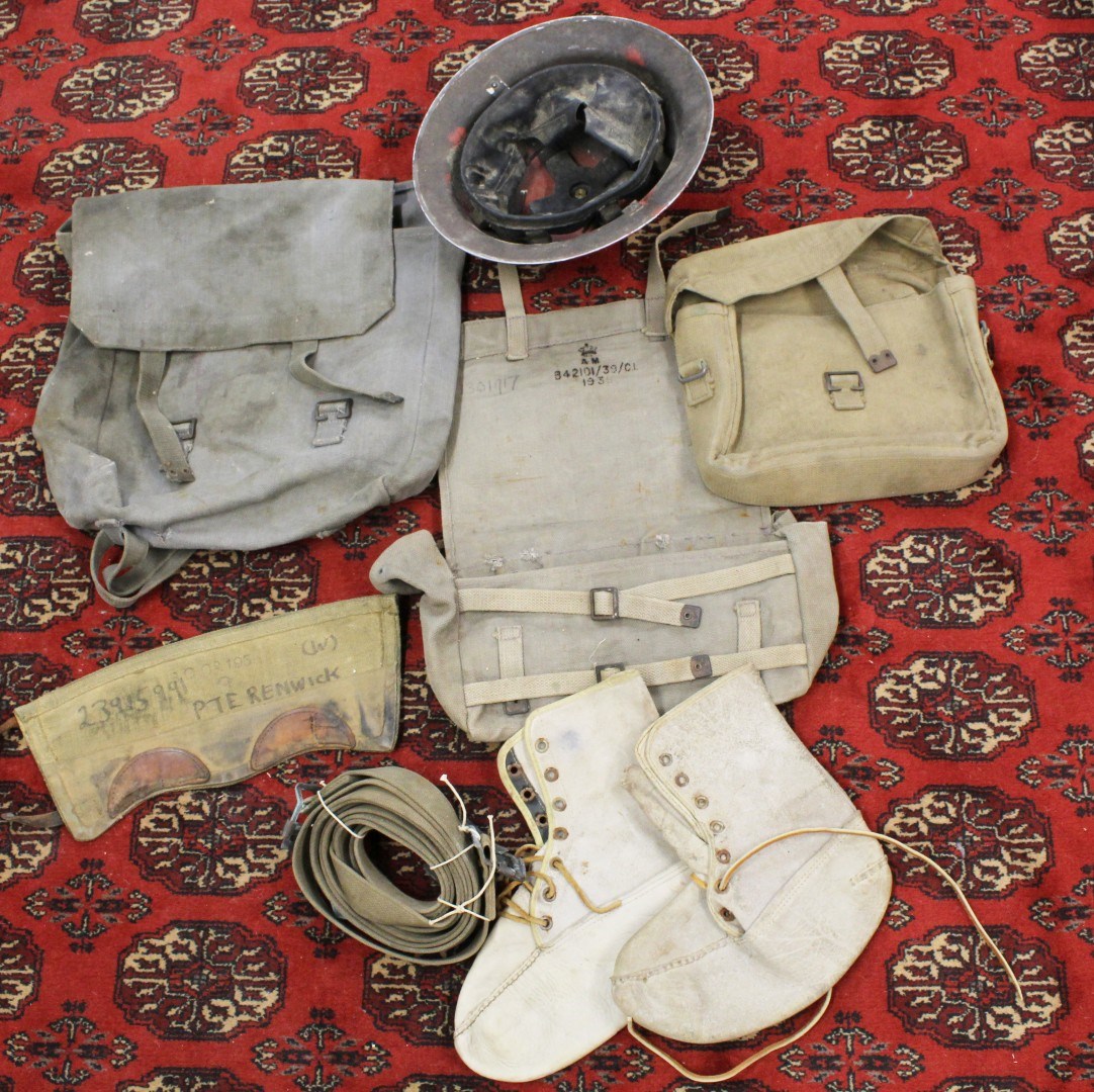 Lot 575 - Second World War British Military tin helmet,