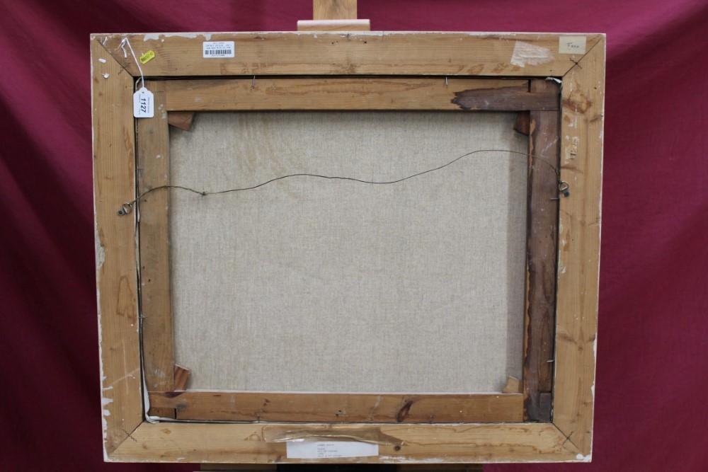 Lot 1430 - James Reeve (b.1939) oil on canvas - Street