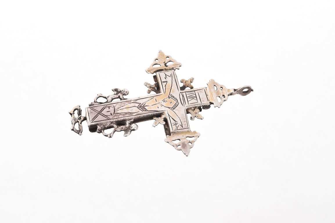 Lot 717 - Russian silver cross c. 1745 - marked at