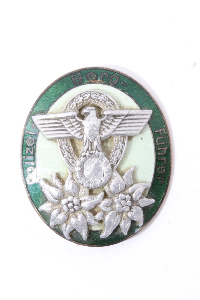 Lot 530 - Nazi Alpine Police enamel Badge with narrow