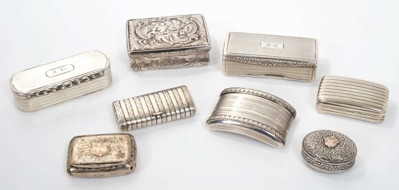 Lot 380 - Six Georgian silver snuff boxes and two
