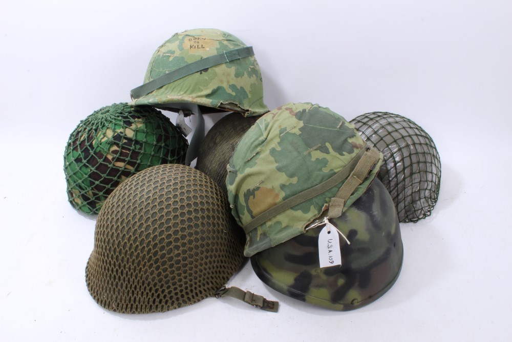 Lot 618 - Collection of military helmets to include