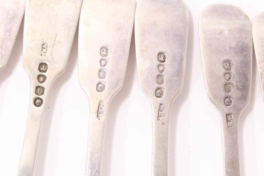 Lot 226 - Six Victorian silver fiddle pattern dessert