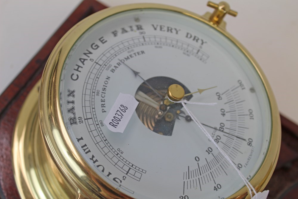 Lot 3609 - Ships barometer thermometer
