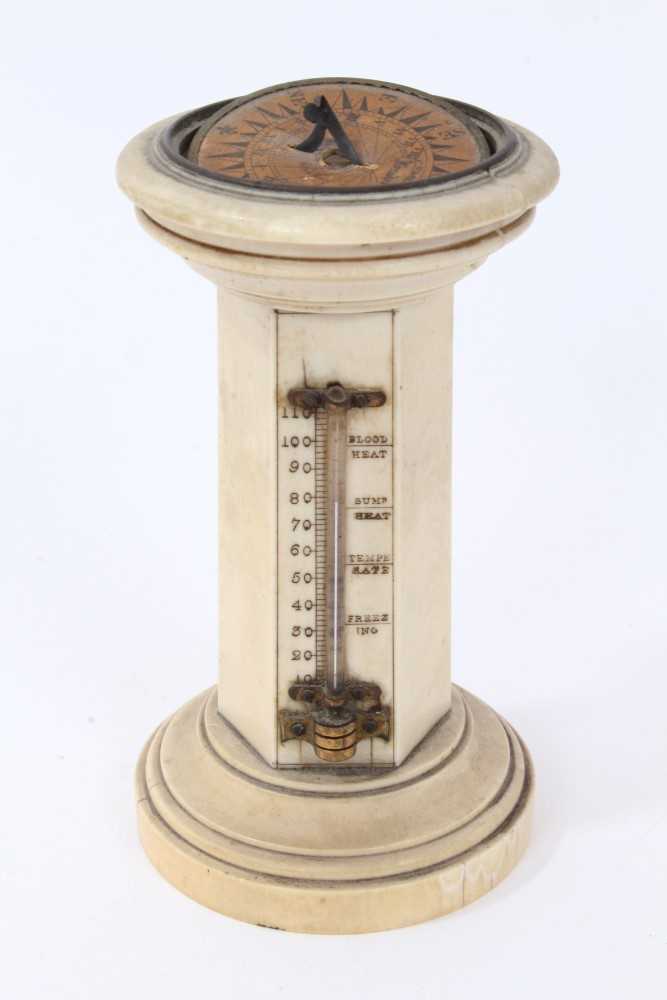 Lot 735 - Miniature 19th century ivory desk sundial,