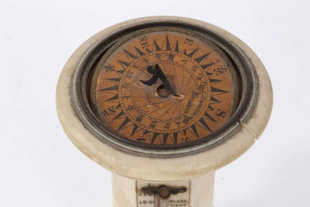 Lot 735 - Miniature 19th century ivory desk sundial,