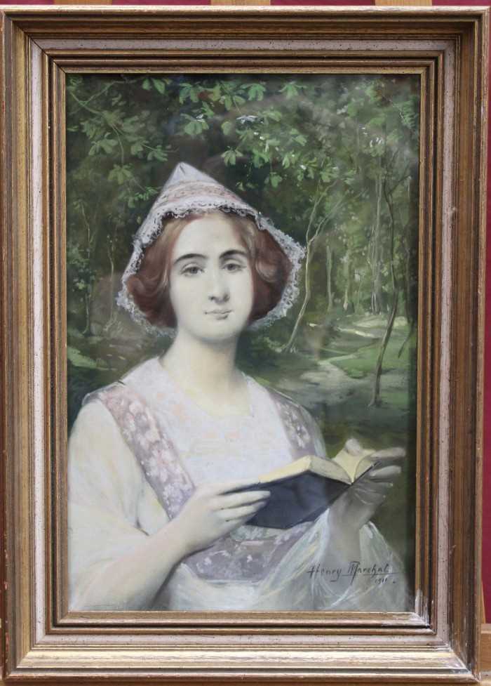 Lot 1090 - Henry Marchal (1878-1942) pastel - a pretty