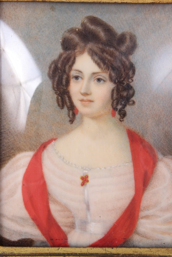 Lot 745 - English School, circa 1830, miniature - lady