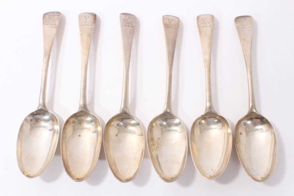 Lot 360 - Set of six George II Old English pattern