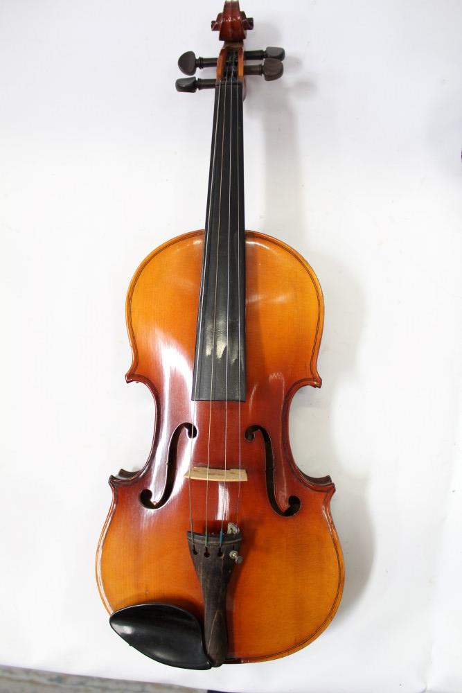 Lot 3818 - Karl Hofner violin dated 1983 with bow and