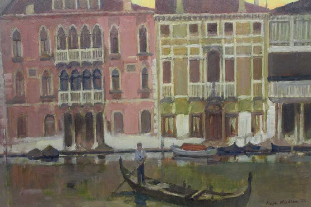 Lot 1477 - Hugh Micklem oil on board, Venice water